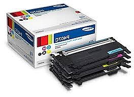 אריזת חסכון הכוללת 4 טונרים מקוריים שחור, כחול, אדום וצהוב Samsung CLP ...